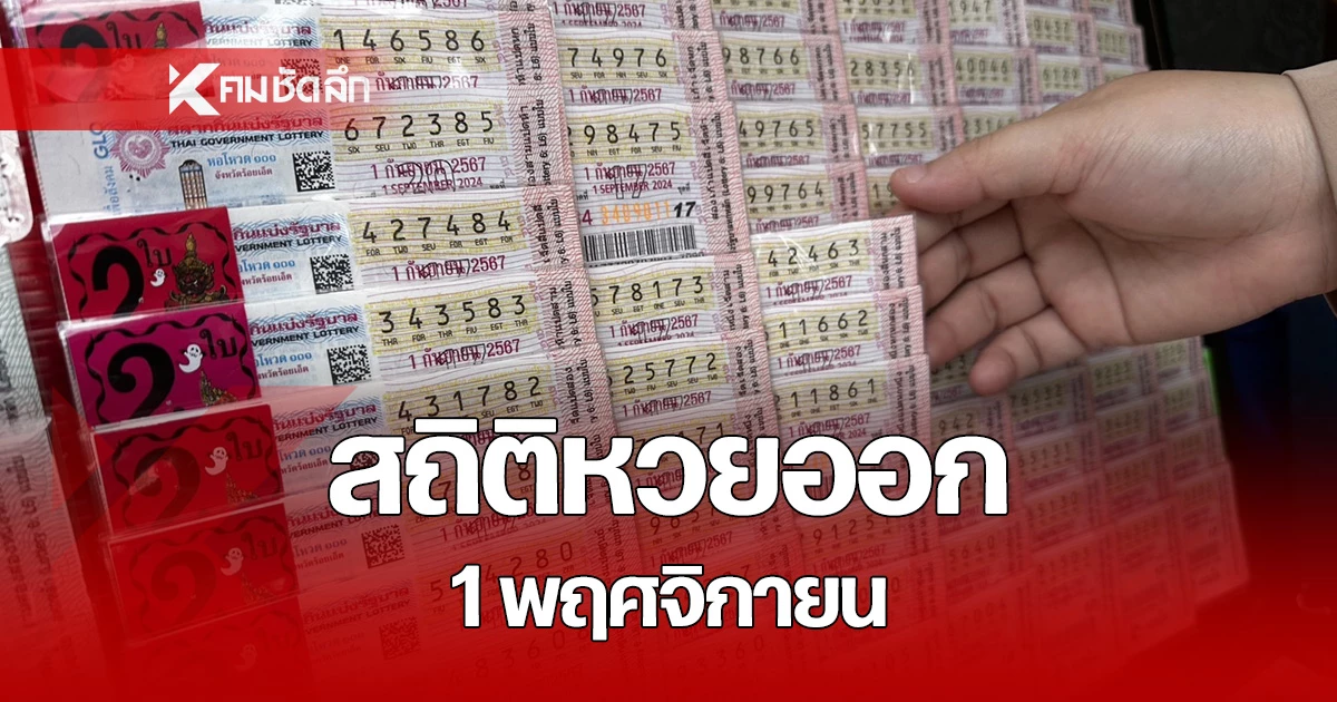 สถิติหวยออก 1 พฤศจิกายน 01/11/67 สถิติหวยย้อนหลัง 20 ปี แนวทางหวย งวด 1 พ.ย. 2567 | คมชัดลึก