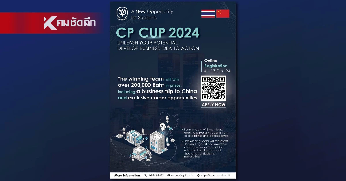 CP CUP 2024 หนุนนักศึกษาแสดงศักยภาพ สร้างแผนธุรกิจ ลุ้นรางวัลกว่า 200,000 บาท | คมชัดลึก